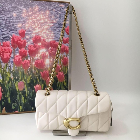 Coach | Bags | Coach Tabby 26 Quilted Shoulder Bag Leather White Gold ...